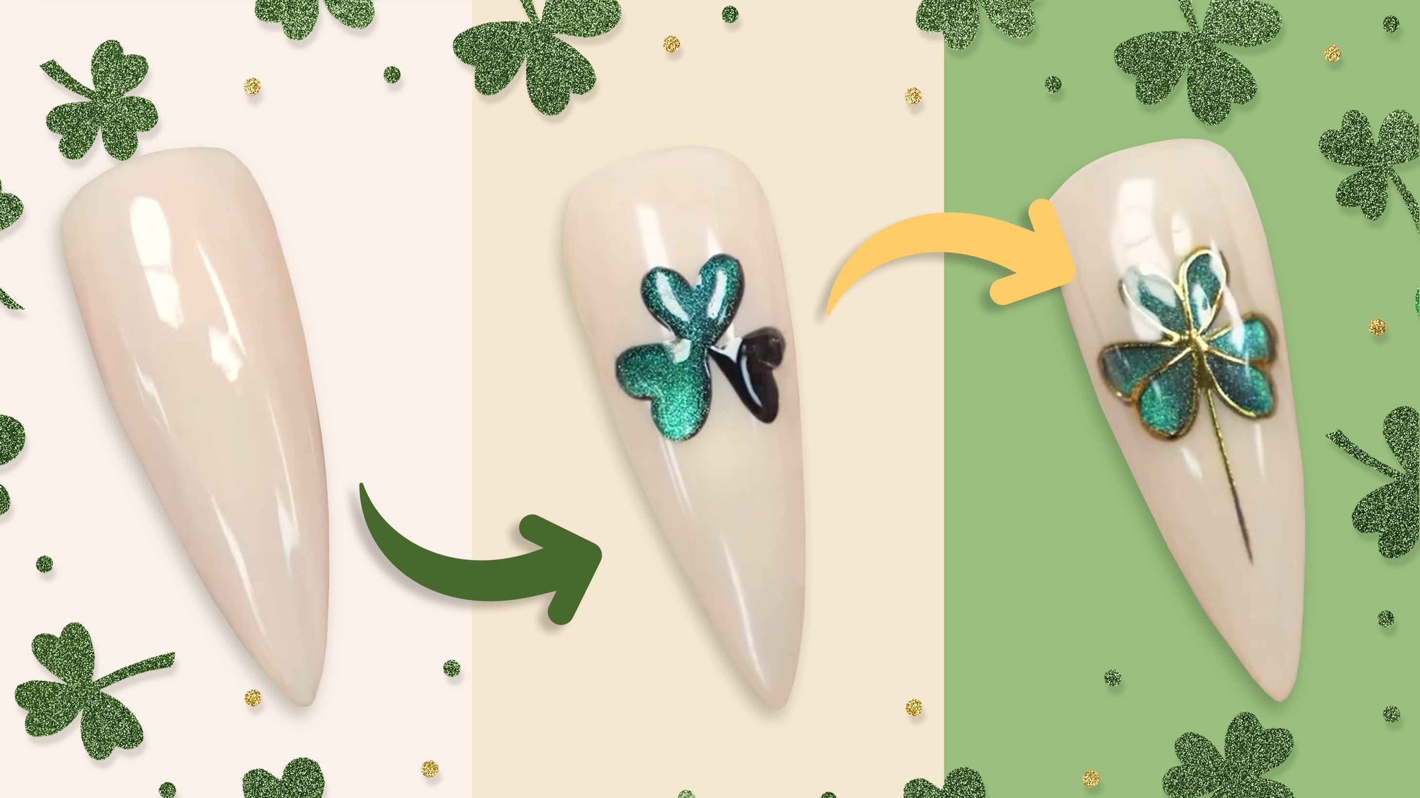 Green Cat Eye Chrome Shamrock Nail Art Tutorial – iGel Beauty