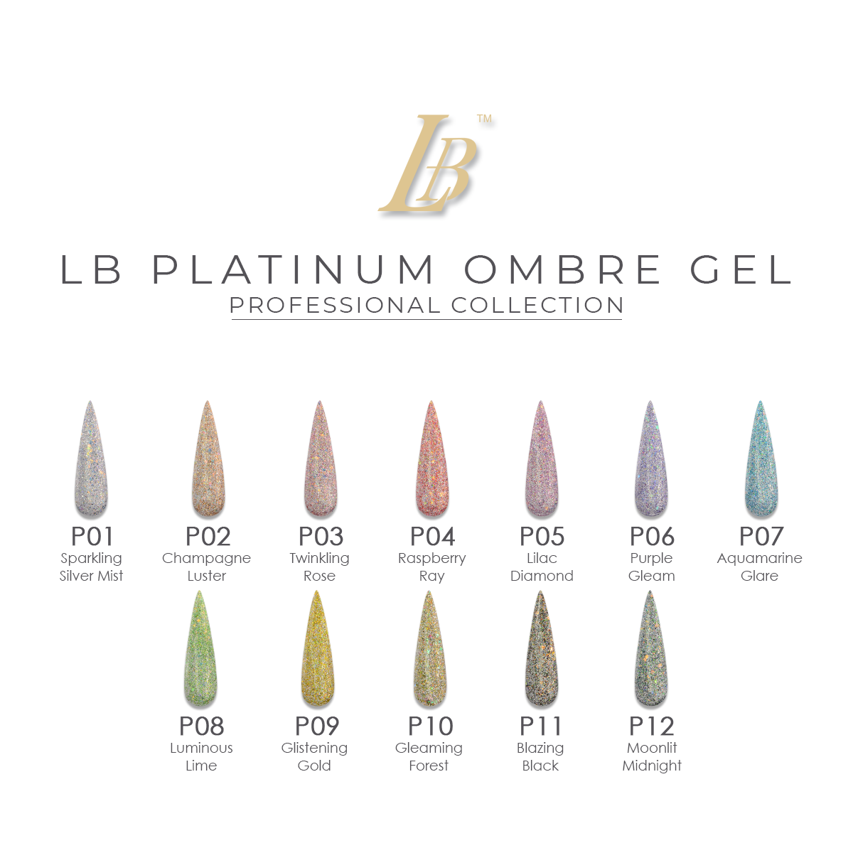 Platinum Ombre Gel Professional Collection (PLOM01-12) – iGel Beauty